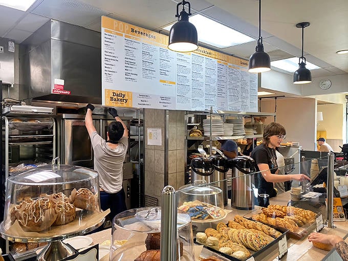 Behind the counter, pastry magic happens daily &ndash; trays of freshly baked goods tempting even those who swore they were "just looking."
