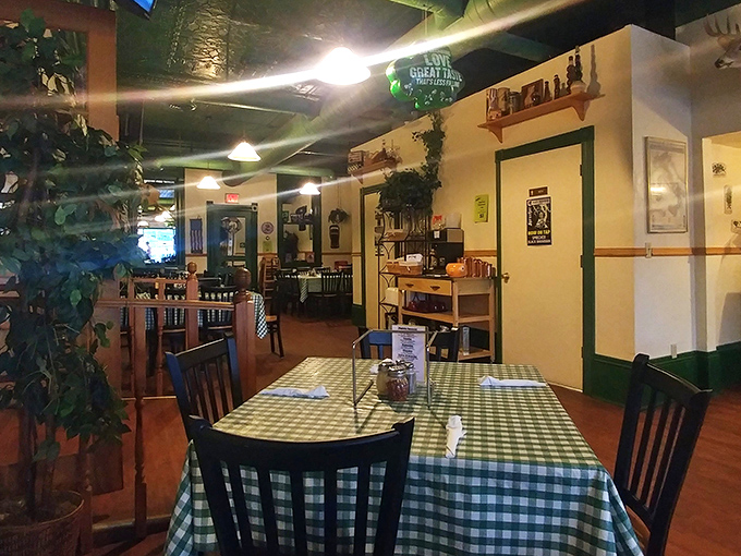 The dining room's unpretentious charm creates the perfect backdrop for enjoying some of Wisconsin's most beloved pizza.