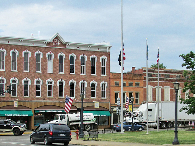 Historic buildings line Millersburg's streets, their brick facades telling stories of commerce, community, and simpler times.