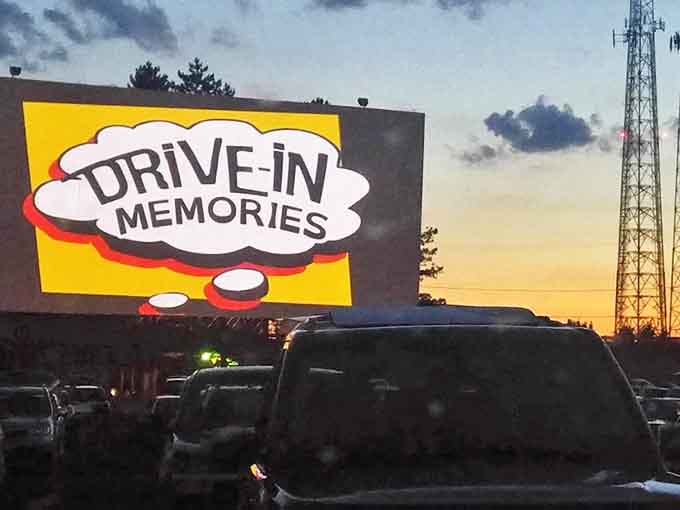 Drive-In Memories glows against the twilight sky, perfectly capturing what the Aut-O-Rama has been creating for generations of Ohio families.