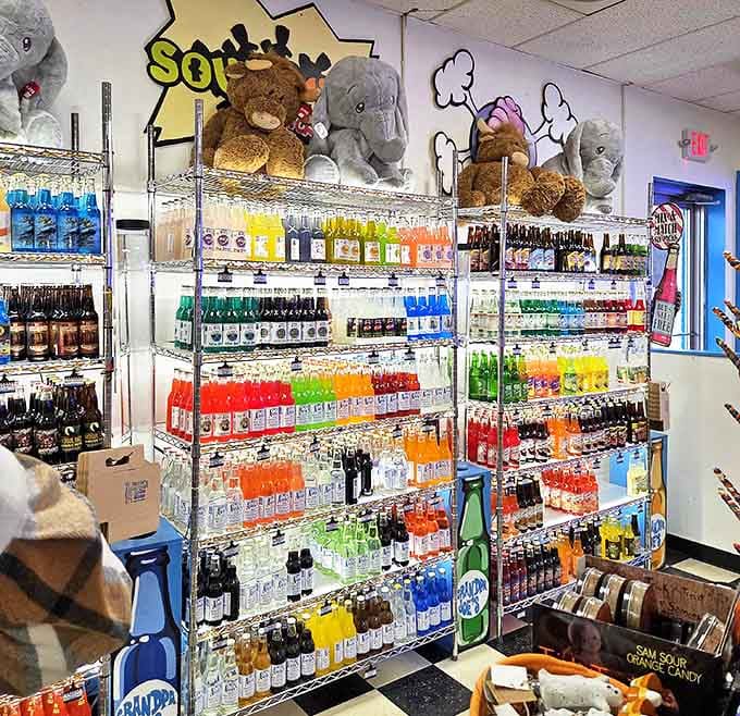 A rainbow of bottled happiness lines the shelves, from classic colas to concoctions so bizarre they'd make your grandmother clutch her pearls.