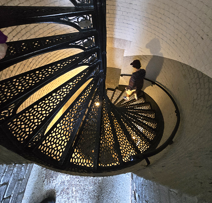 Descending the spiral staircase creates a hypnotic pattern that's both beautiful and slightly vertigo-inducing&mdash;like watching a really good pasta being twirled onto a fork.