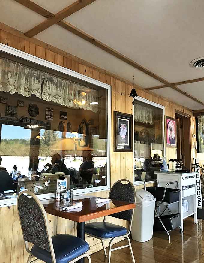 Knotty pine walls create that classic "up north" dining atmosphere where calories somehow don't count.