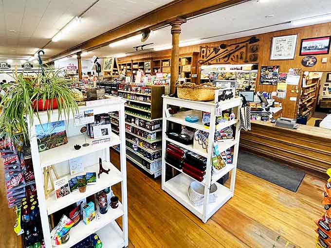 Every shelf tells a story, with local specialties nestled alongside everyday necessities in a dance of practical magic.