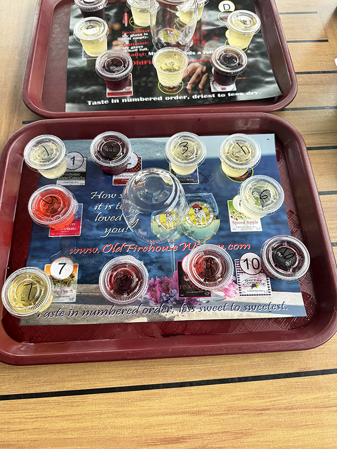 Wine flights arrive like liquid jewels, arranged from dry to sweet for a tasting journey that educates while it delights.