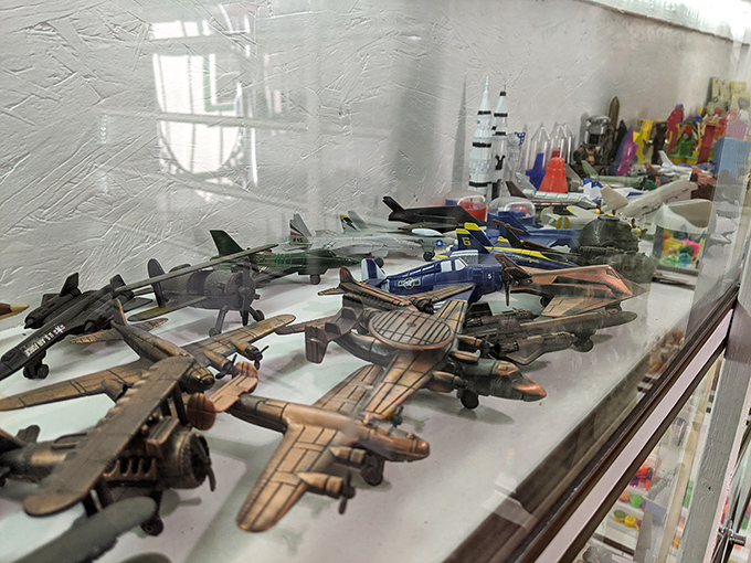 This squadron of miniature aircraft stands ready for duty – each plane designed to turn pencil shavings into flight-worthy points.