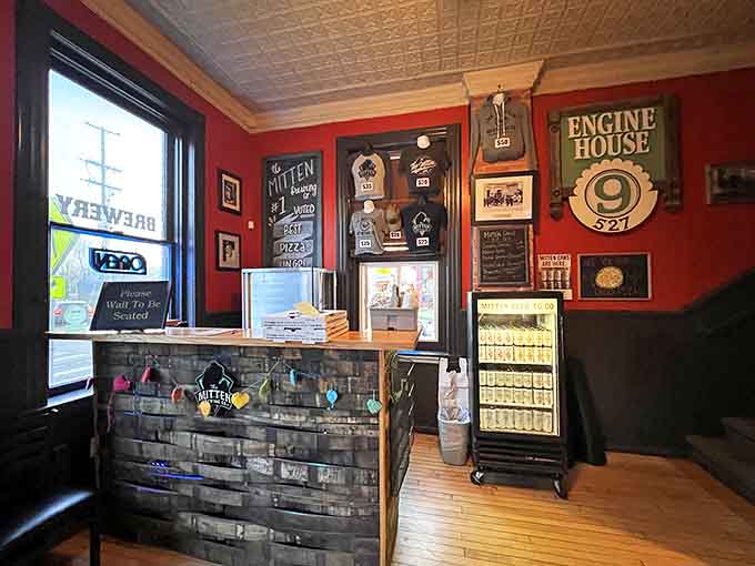 The wall of merchandise and memorabilia tells the story of The Mitten's dual passions&mdash;great beer and America's favorite pastime.