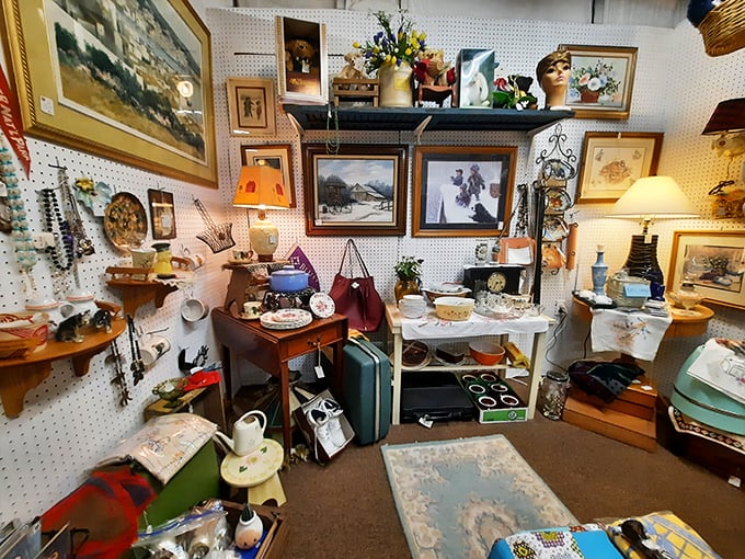 Every corner tells a story &ndash; this artistic arrangement of frames, lamps and collectibles creates a cozy vignette of nostalgic charm.