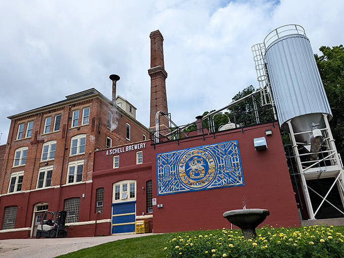 August Schell Brewing Company combines historic charm with modern brewing techniques in a setting that includes roaming peacocks and deer.