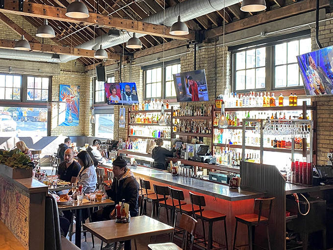 The bar isn't just where drinks happen, it's command central for seafood dreams, with local brews and coastal favorites flowing freely.