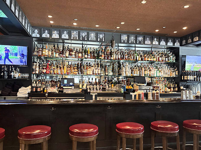 A bar stocked for serious drinking &ndash; where bartenders craft liquid happiness and every bottle tells a story worth savoring.