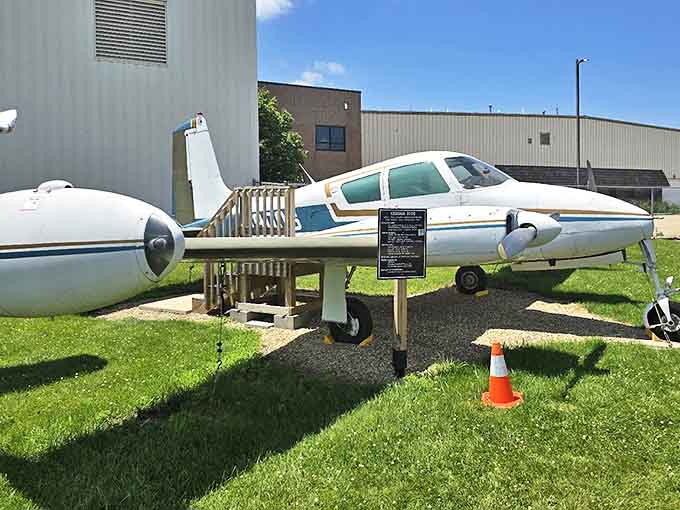 The elegant Cessna 310B twin-engine aircraft represents the golden age when business executives first took to the skies.