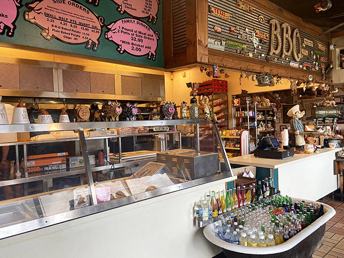 Ice cream command central – where friendly scoopers orchestrate joy one cone at a time beneath vintage ceiling fans.