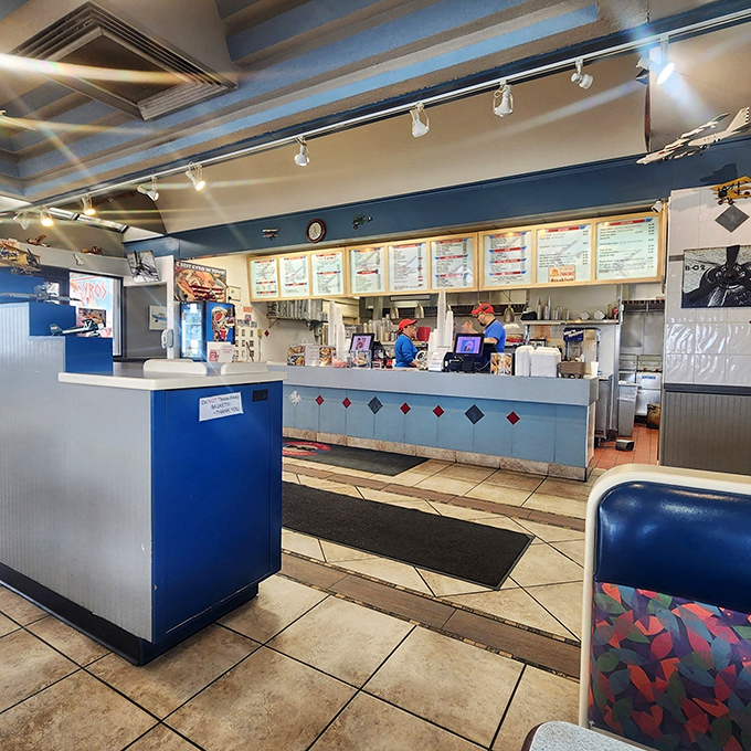 The counter service area where culinary magic happens &ndash; efficient, clean, and ready to serve up aviation-themed deliciousness.