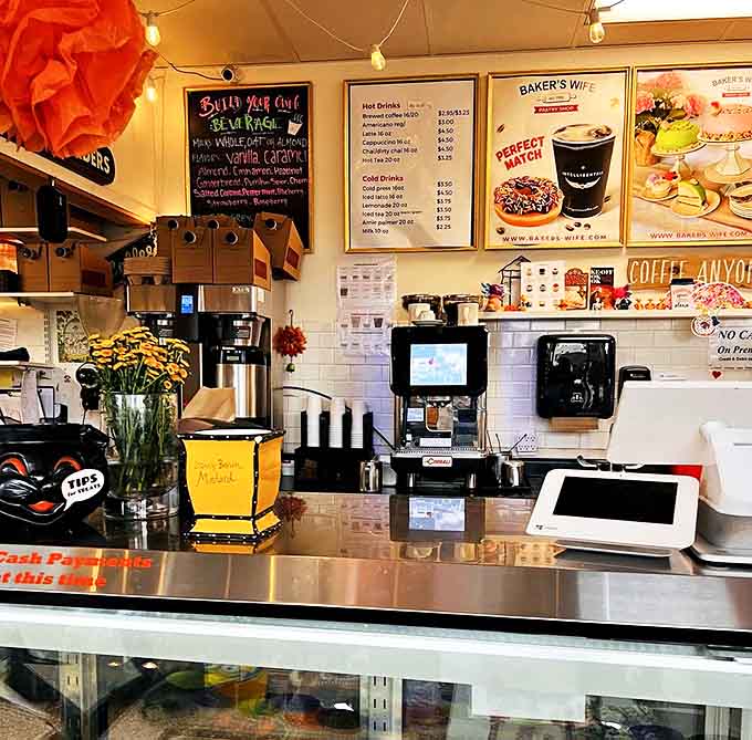 The counter &ndash; where coffee machines stand ready to provide liquid courage for your next pastry selection decision.