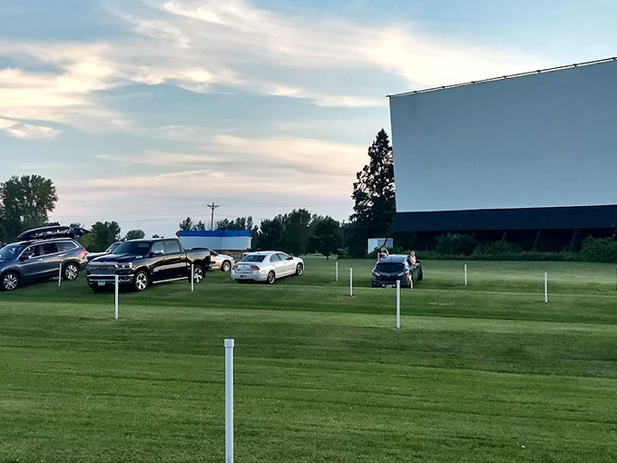 The view from your windshield &ndash; no stadium seating or cup holders needed when you bring your living room to the movies.