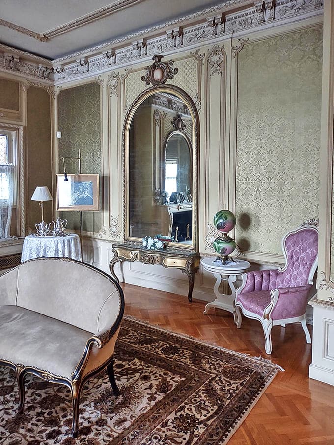 Elegant seating arrangements that whisper tales of bygone dinner parties and sophisticated conversations from another era.