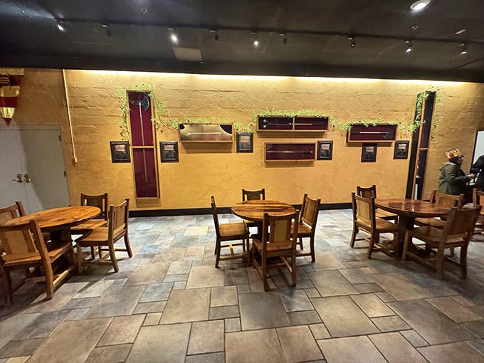 The lobby seating area gives you time to mentally prepare for eating an entire meal without silverware like a civilized barbarian.