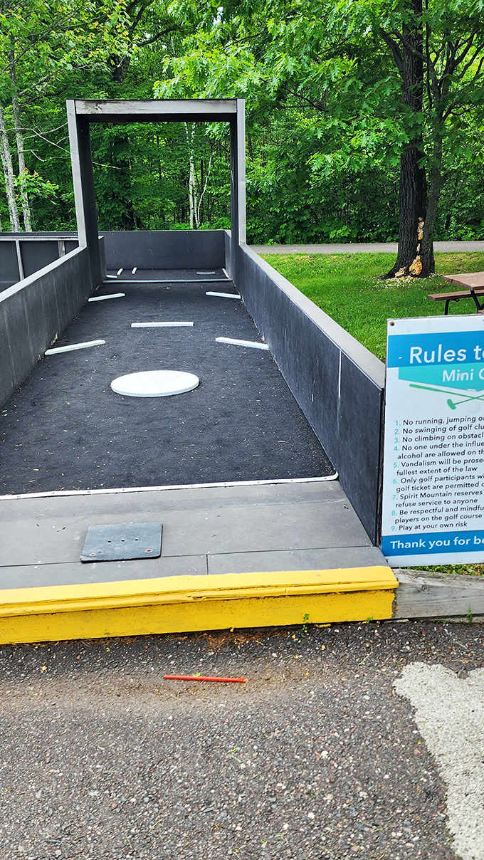 Mini-golf challenges await after your coaster adventure, with this clever obstacle offering a different kind of precision-based entertainment.