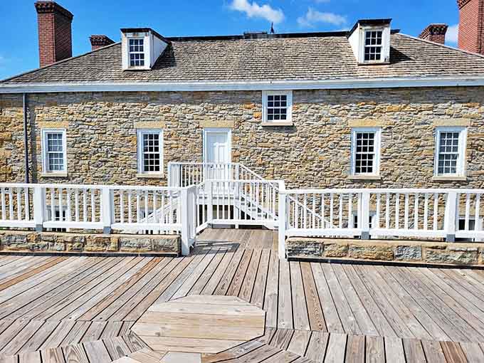 The Officers' Quarters offered slightly more refined living – actual rooms with fireplaces instead of open barracks. Military luxury, 1820s style!