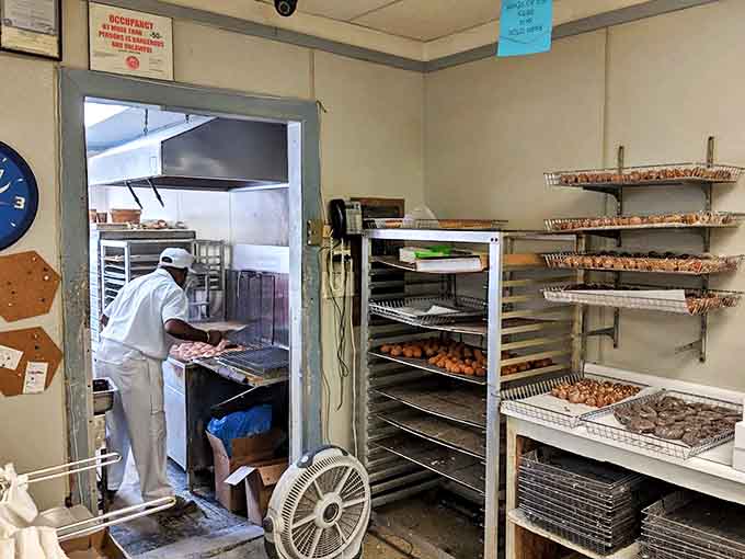 Behind-the-scenes glimpse of the kitchen where donut wizardry happens, proving the best magic requires no smoke or mirrors.