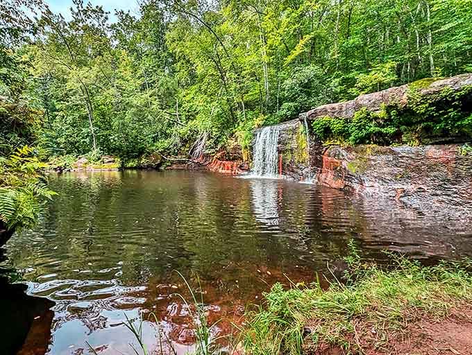 The plunge pool's crystal clarity invites reflection &ndash; both the literal kind on its surface and the contemplative kind in your mind.