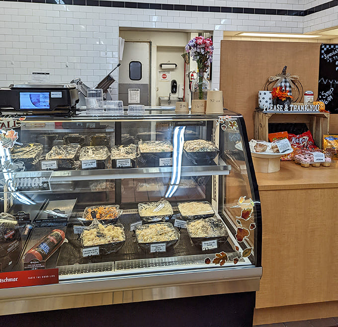 The deli case displays salads made with Midwestern generosity &ndash; these aren't light afterthoughts but substantial sides worthy of your attention.