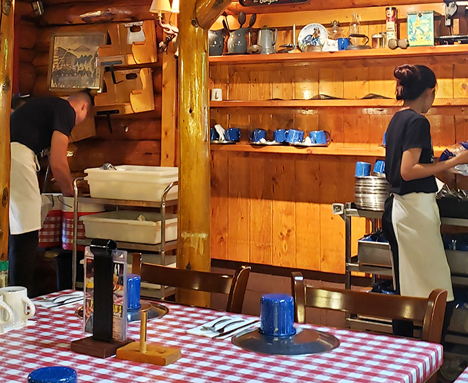 The staff works with choreographed precision, turning massive breakfast service into a ballet of pancakes and coffee refills.