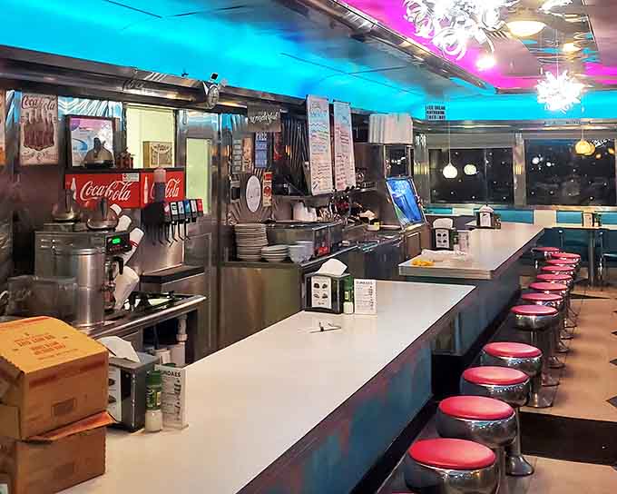 The counter seating offers front-row views to the culinary theater, where milkshakes are crafted with the precision and flair of cocktails at a five-star hotel.