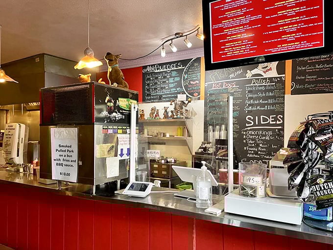 A customer enjoying the full Uncle Franky's experience &ndash; multiple menu items proving why one is never enough here.