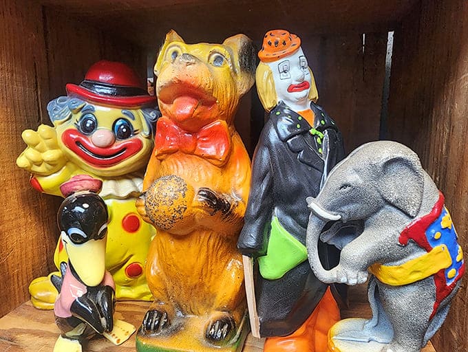 These ceramic figurines range from charming to slightly unsettling, but that clown definitely has stories to tell.