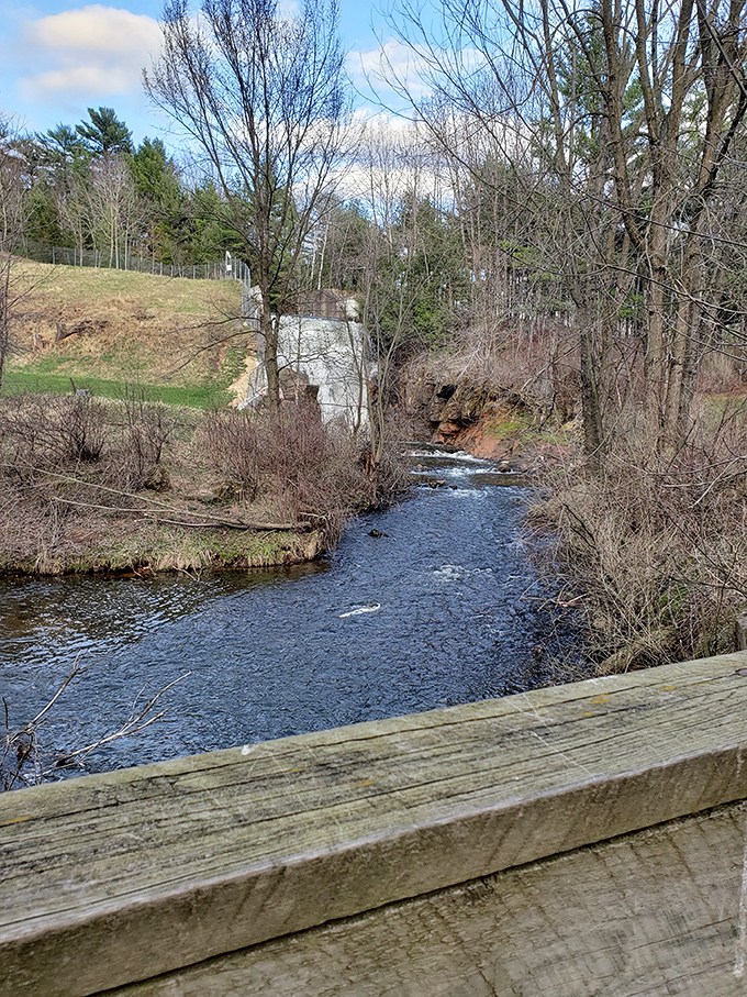 The view from the bridge offers perspective – sometimes you need to stand above the rushing water to appreciate its journey.