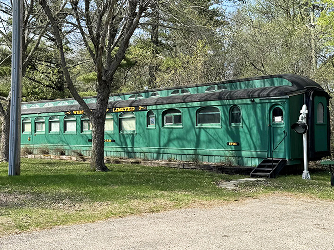 This beautifully preserved vintage passenger car whispers tales of rail journeys past through the Minnesota countryside.
