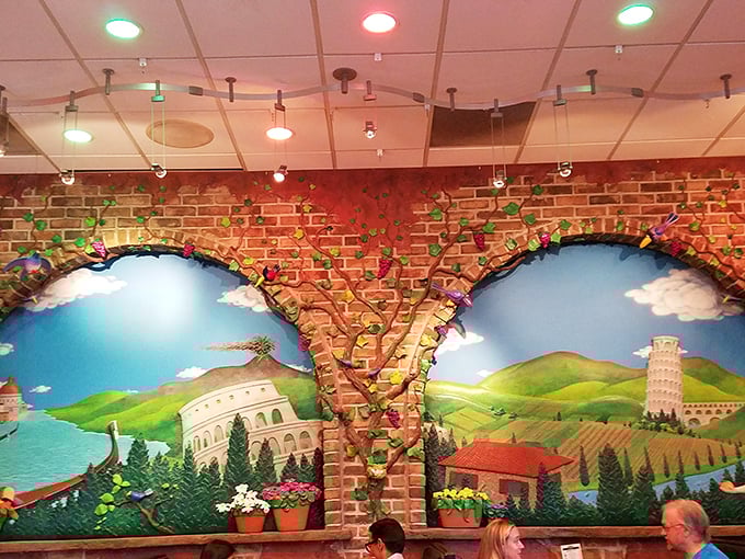 Those murals transport you straight to the Italian countryside &ndash; no jet lag, just delicious carbs.