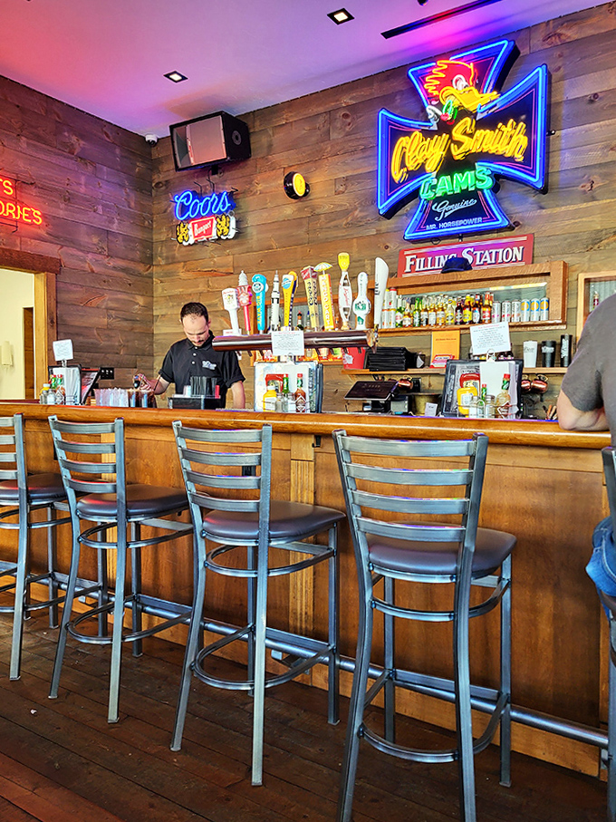 The bar area invites you to pull up a stool and stay awhile &ndash; where everybody might not know your name when you arrive, but they will by the time you leave.
