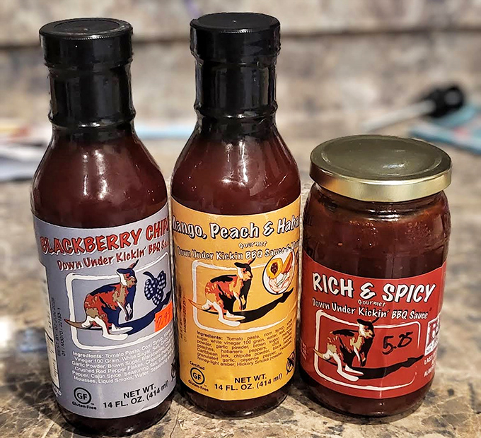 Local BlumLoco sauce varieties line the counter, highlighting Marino's support for other Minnesota food artisans.