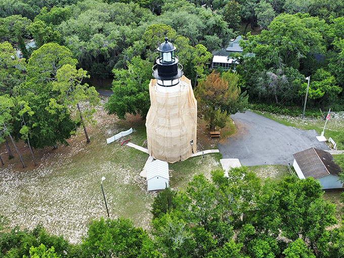 From above, the lighthouse commands its domain &ndash; a perfect circle of history surrounded by Florida's lush landscape.