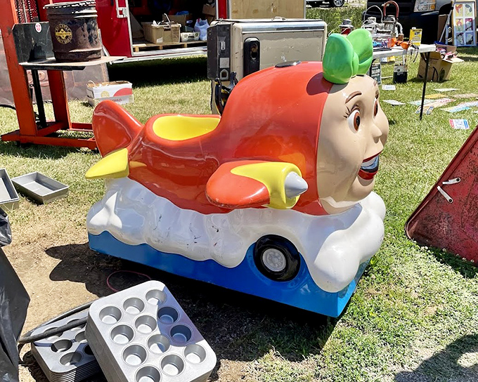 Childhood nostalgia on wheels! This vintage kiddie ride once delighted mall-goers and now awaits restoration by a collector of Americana.