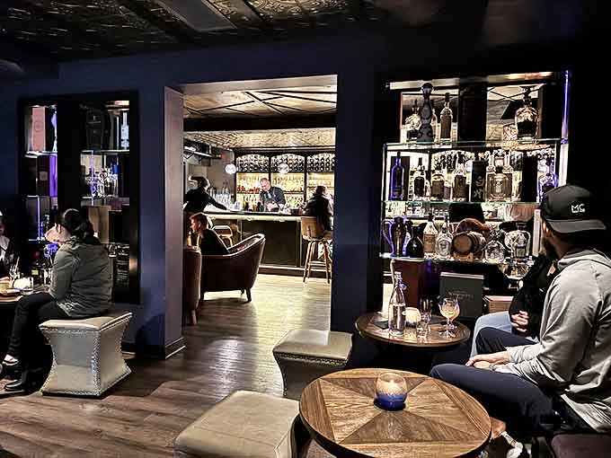 Customers: The speakeasy's intimate layout creates natural conversation pockets where strangers become friends over shared appreciation of exceptional libations.