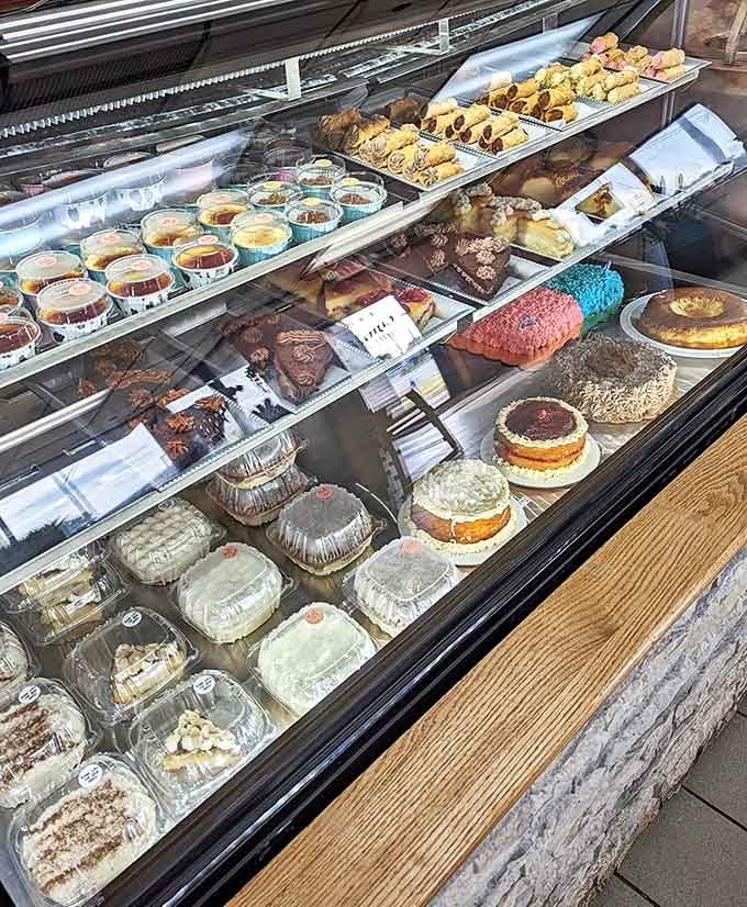 The display case is like a museum of deliciousness &ndash; each pastry and dessert more tempting than the last, making decisions deliciously difficult.