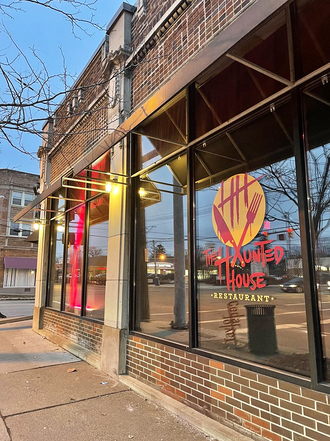 Daylight reveals the restaurant's unassuming brick exterior &ndash; a stark contrast to the theatrical horrors waiting inside.