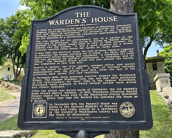 This plaque details the home&rsquo;s rich history, from its 1853 completion to its life as a beloved local museum.