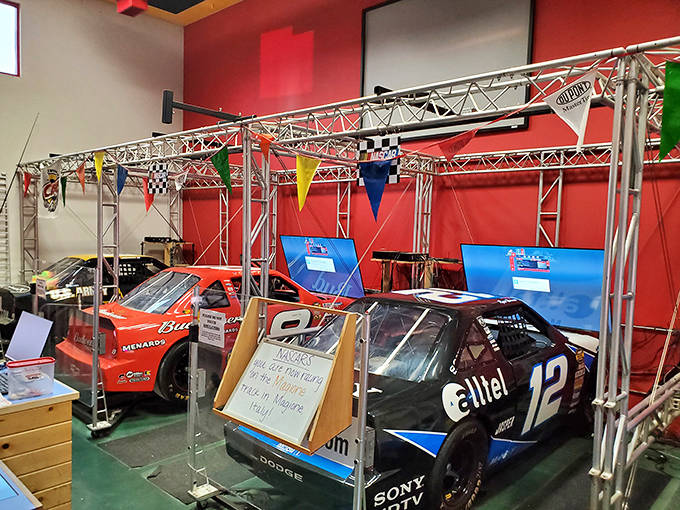 Virtual speed meets real excitement in the racing simulator area, where visitors can test their skills on digital versions of famous tracks.