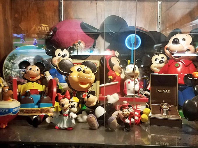 Mickey Mouse memorabilia adorns nearly every surface &ndash; vintage collectibles from different eras create a charming, almost museum-like quality that rewards repeat visits with new discoveries.