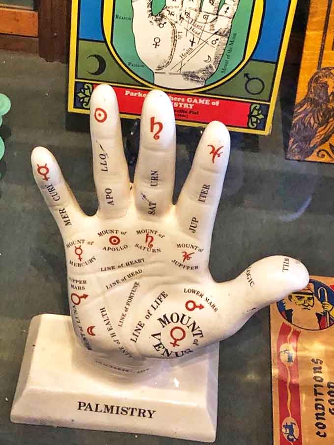 Talk about a handy guide! This palmistry model maps the geography of your future right in the palm of your hand.