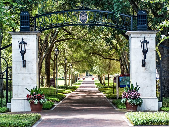 Garden gateway: The elegant entrance to Kraft Azalea Garden promises botanical wonders and peaceful moments away from the ordinary.