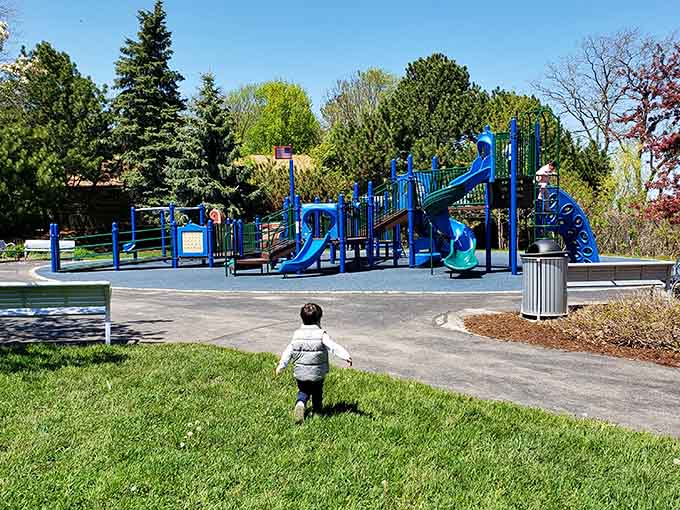 Little adventurers conquer the playground while parents enjoy the rare combination of child entertainment and spectacular views.