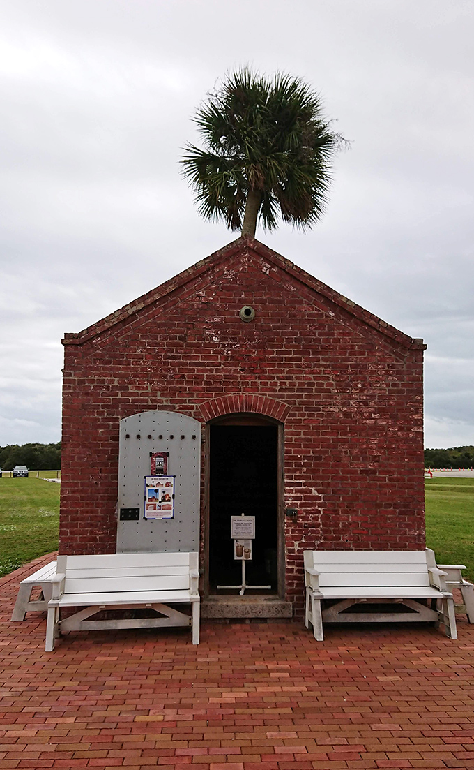 This unassuming brick building once housed essential supplies for the lighthouse, now offering visitors a glimpse into maritime history.