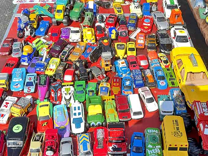 Miniature automotive perfection arranged like a colorful traffic jam that nobody minds being stuck in for hours.