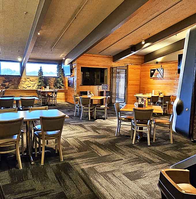 This rustic dining area feels like the cabin you wish your family owned, minus the mysterious stains and decades of accumulated board games.